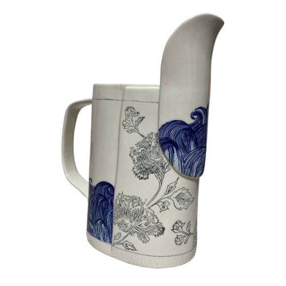 Anthropologie | Art | Artistic Blue And White Ceramic Floral Jug | Poshmark